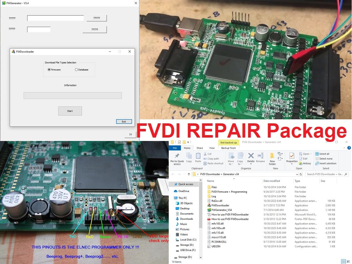 FVDI all version REPAIR package (hex-bin, fw, db, software and ...